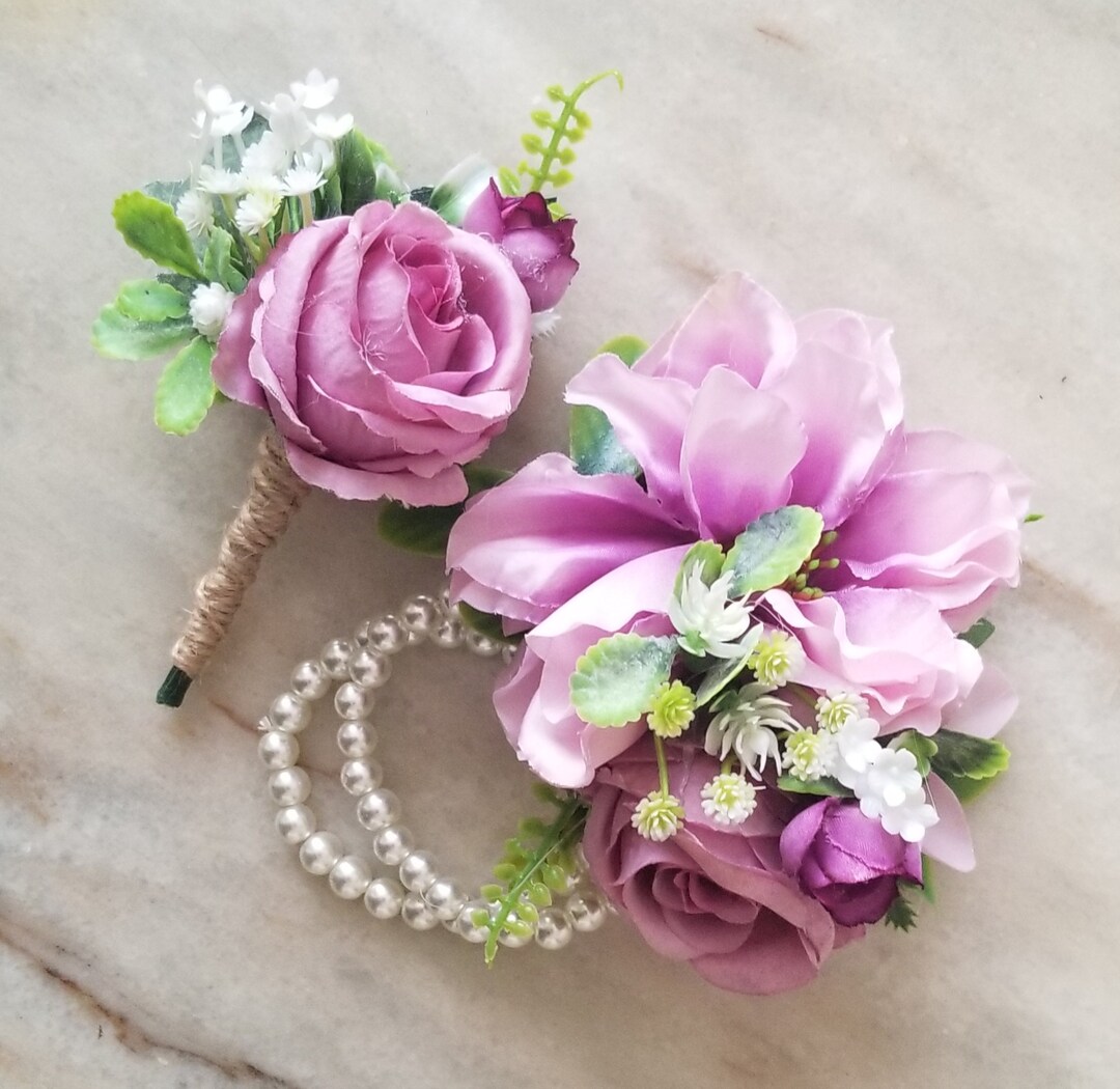 Dusty Purple Prom Flowers, Mauve Prom Corsage and Boutonniere, Mauve ...