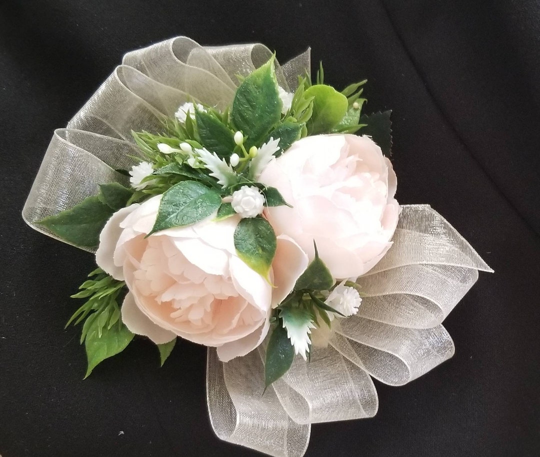 Blush Shoulder Corsage, Blush Pin on Corsage, Blush Peony Brooch ...