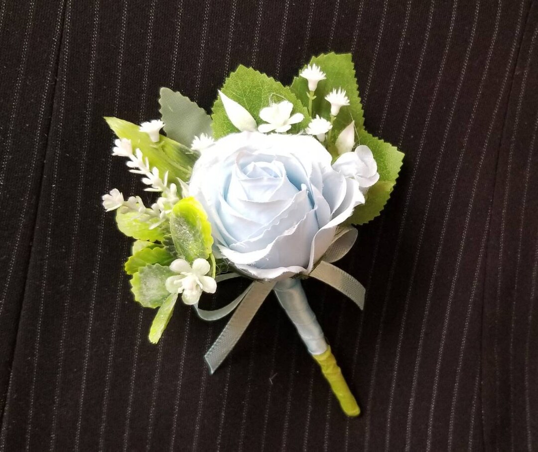 Light Blue Rose Boutonniere, Baby Blue Button Hole, Light Blue Flower ...