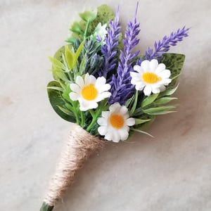 White Daisy Wedding Boutonniere: Artificial Flower Buttonhole - Etsy