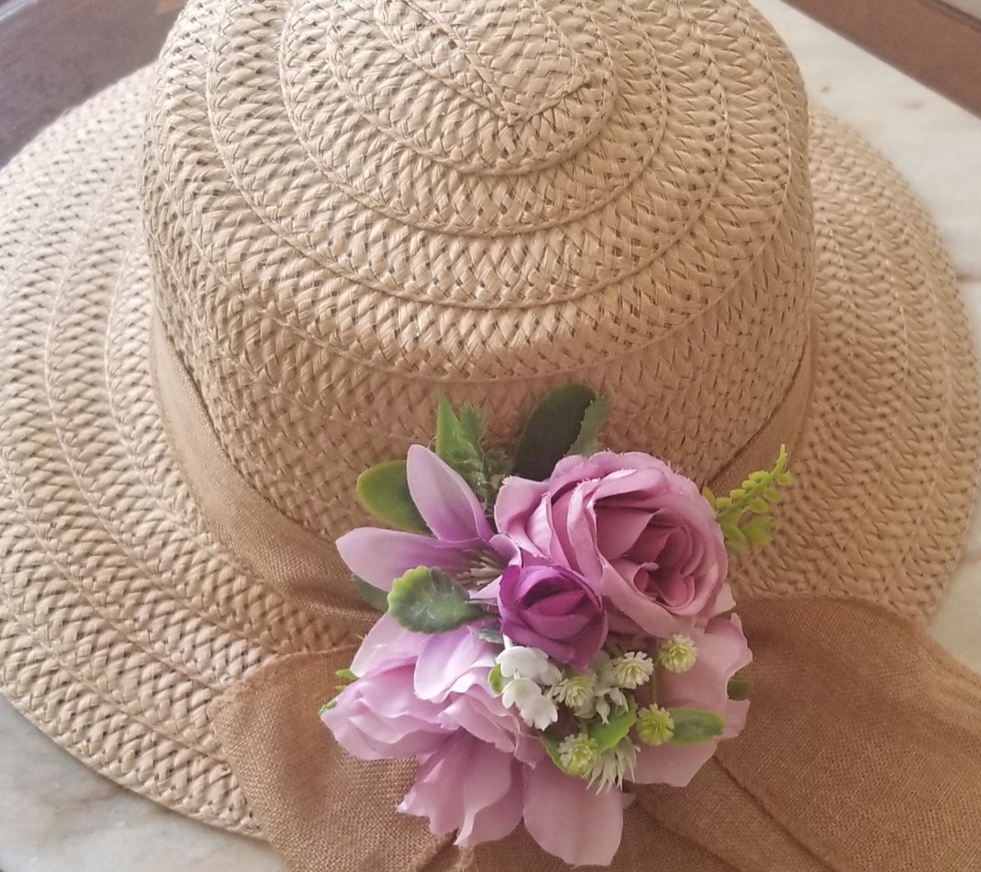 Formal Straw Hat, Decorated Straw Hat Wedding Straw Hat, Floral Hat ...