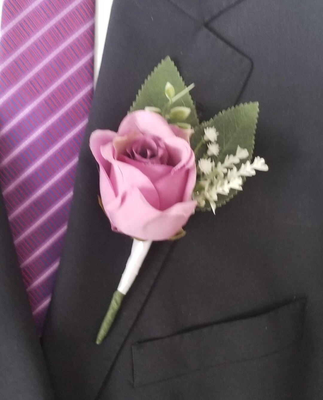 Purple Rose Boutonniere, African Violet Wedding Boutonniere ...