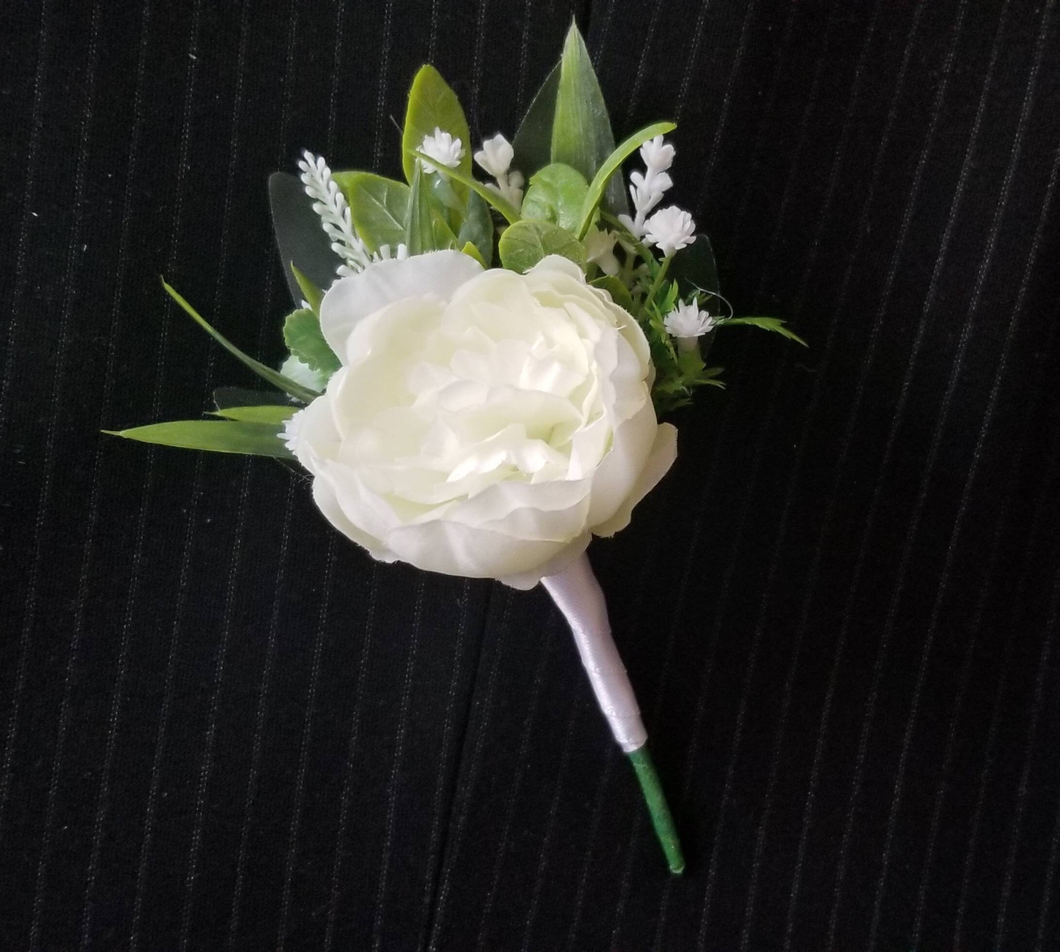 White Peony Boutonniere