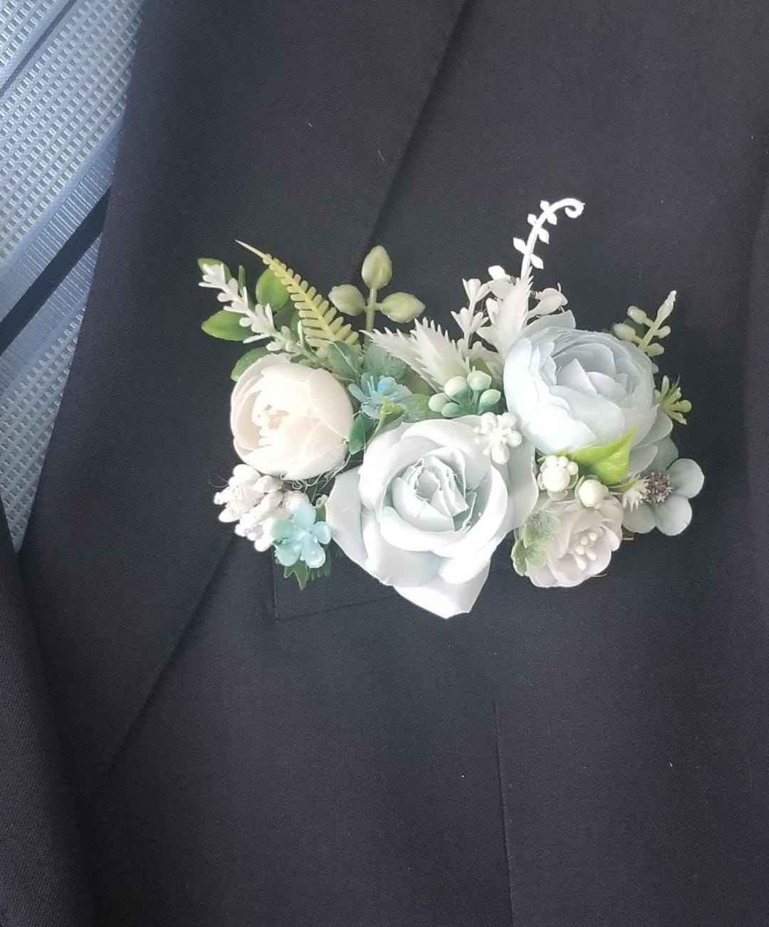 Baby Blue Pocket Boutonniere, Pocket Square Boutonniere,aqua Blue ...