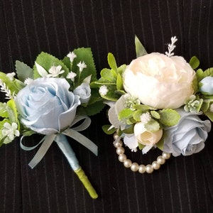 Light Blue Rose Boutonniere, Baby Blue Button Hole, Light Blue Flower ...
