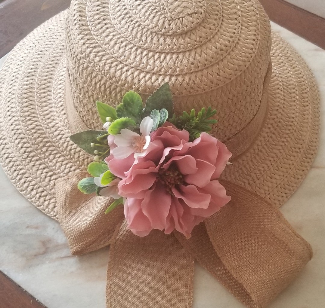 Formal Straw Hat, Decorated Straw Hat Wedding Straw Hat, Floral Hat ...