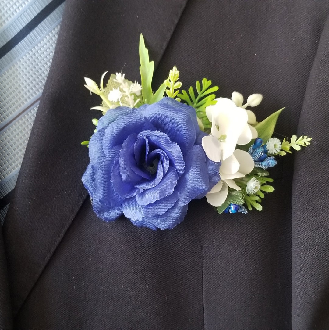 Navy and Royal Blue Pocket Boutonniere, Dark Blue Pocket Boutonniere ...