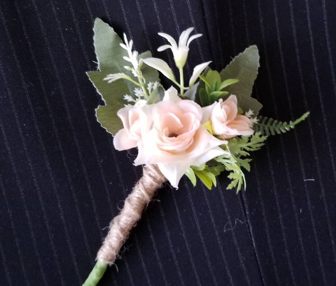 Blush Button Hole, Blush Rose Boutonniere, Blush Roses Buttonhole,blush ...