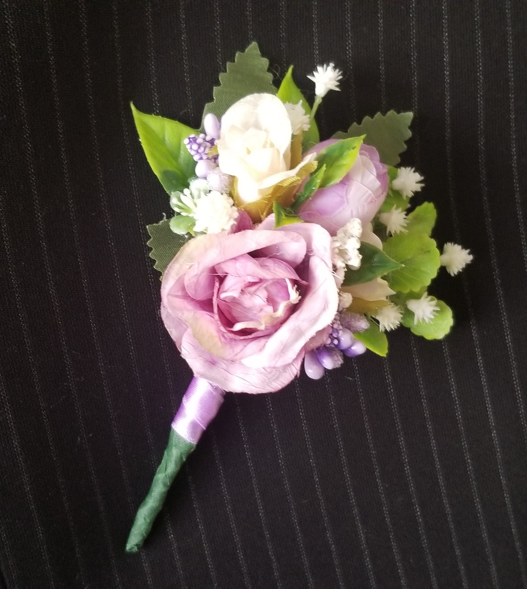 Purple Rose Boutonniere: Handmade Violet Wedding Buttonhole - Etsy