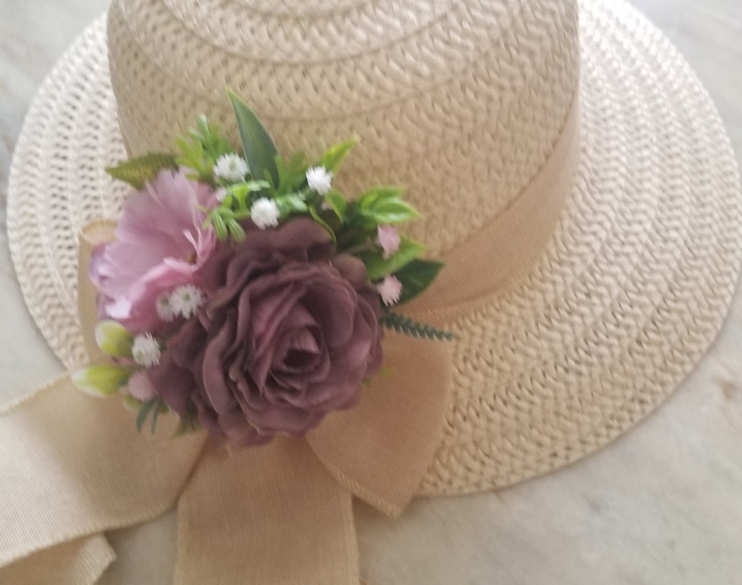 Formal Straw Hat, Decorated Straw Hat Wedding Straw Hat, Floral Hat ...