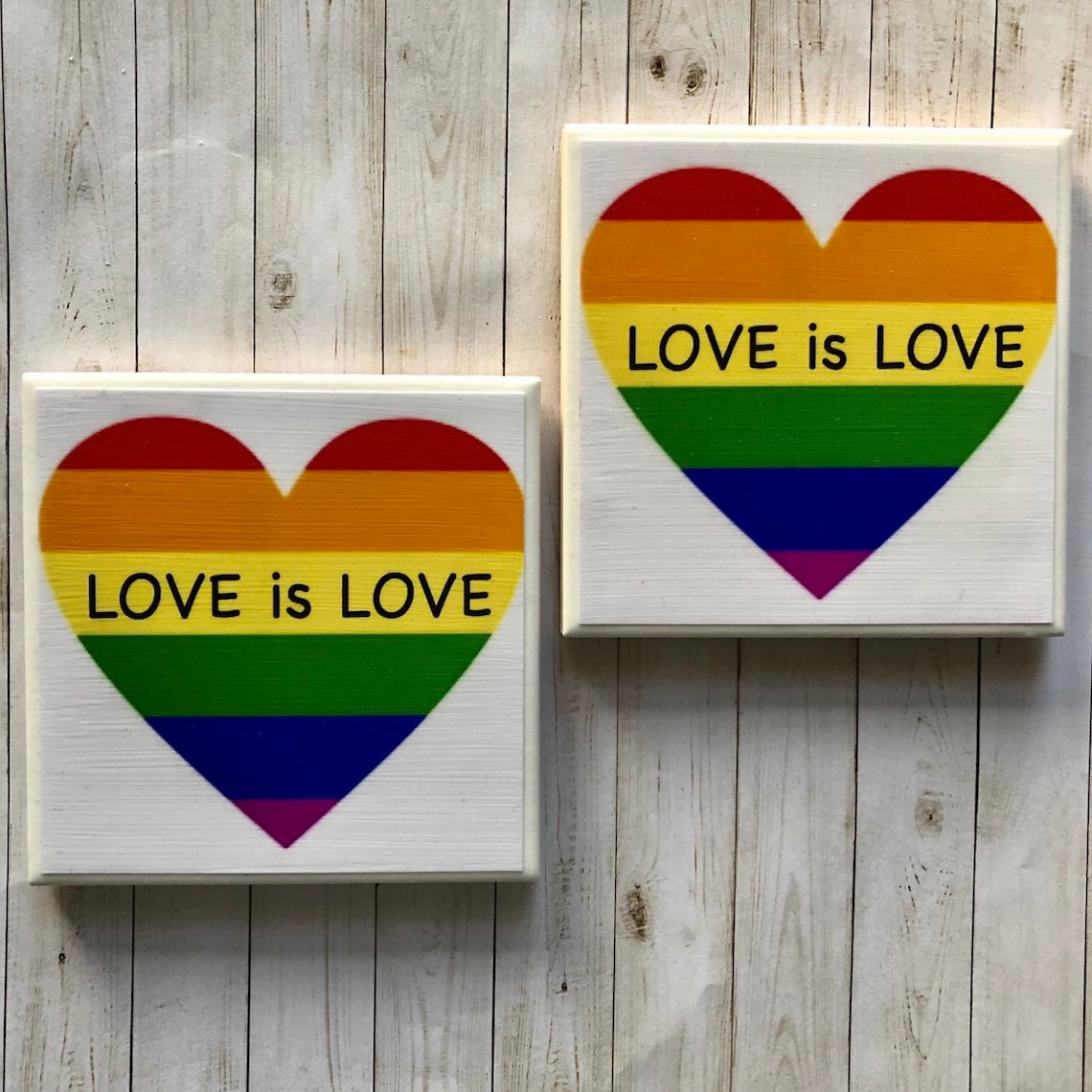 Rainbow Coasters, Gay Pride Wedding Table Decor, Rainbow Heart, Gay ...