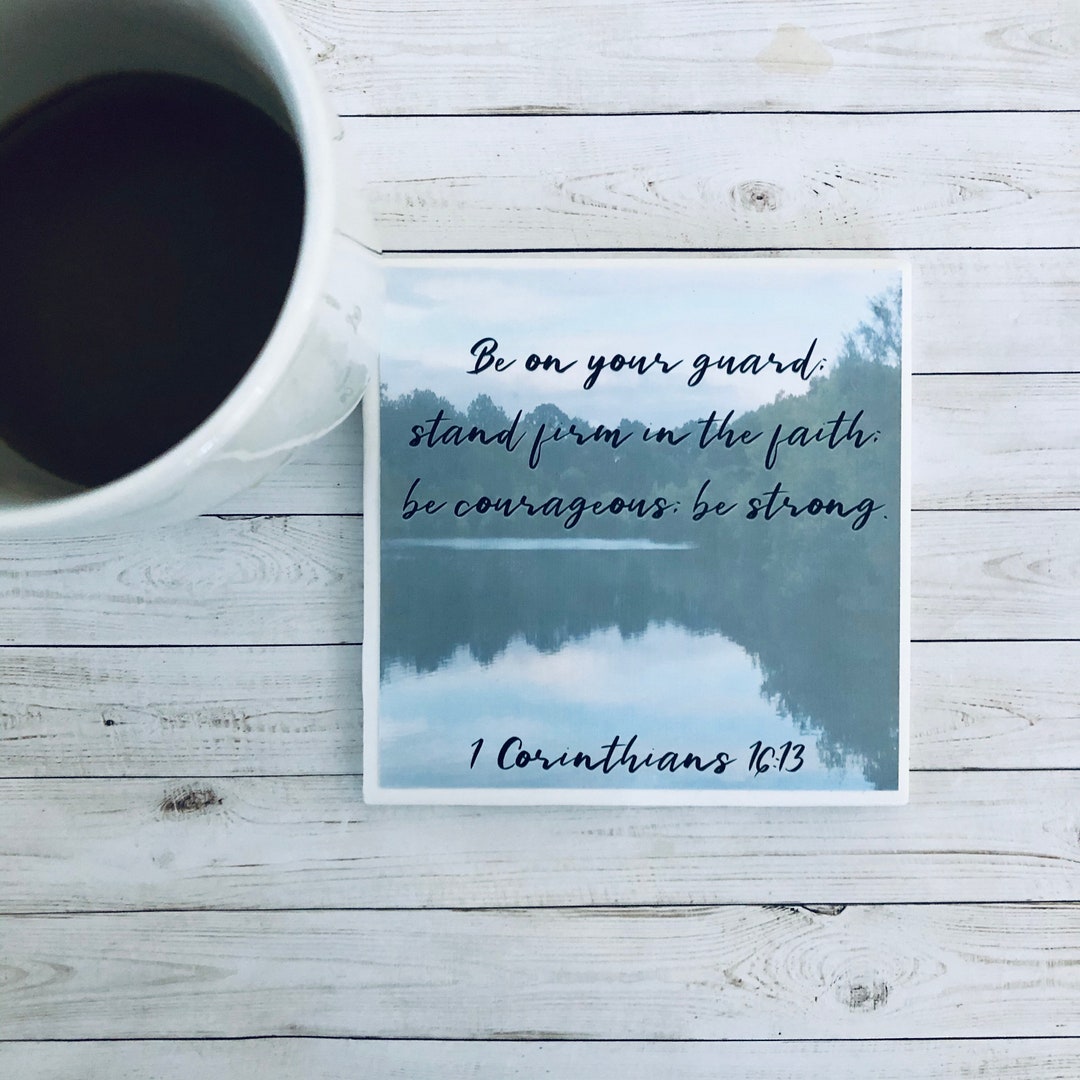 Corinthians Be on Your Guard Scripture Print on Coasters, Bible Verse ...