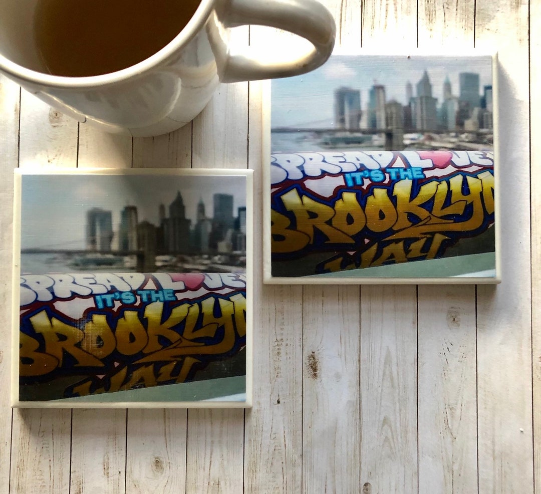 New York Coasters, Brooklyn New York Photography Coasters, Apartment Art, Home Bar Decor, NYC ...