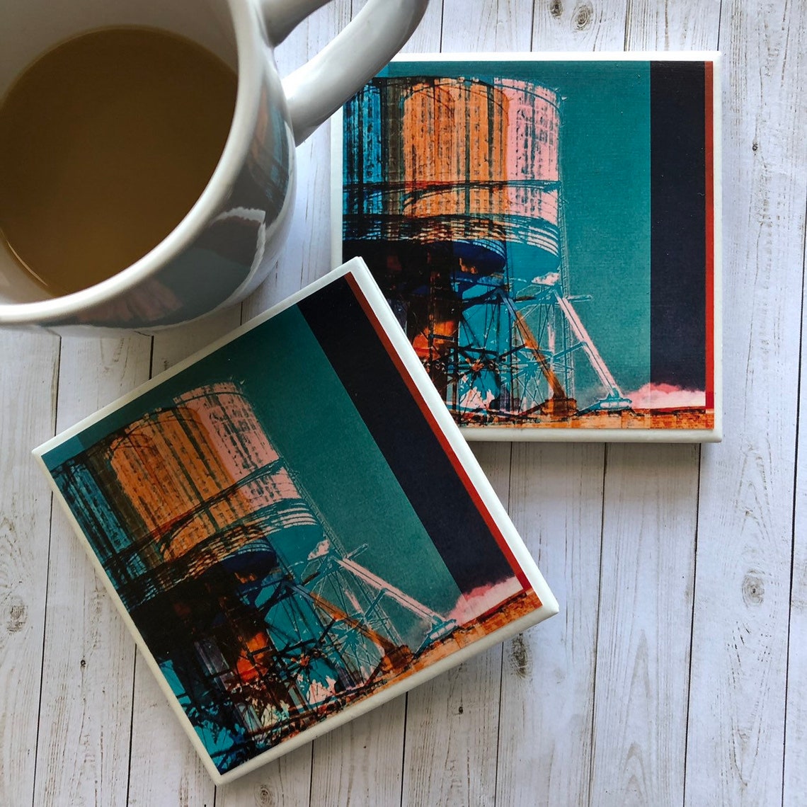 Urban Art Coasters Brooklyn New York Water Tower Decorative | Etsy