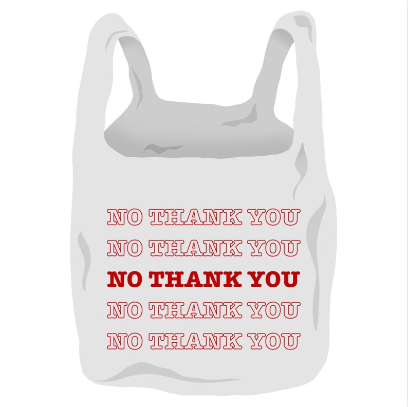 No Thank You Plastic Bag Vinyl Sticker Waterproof - Etsy