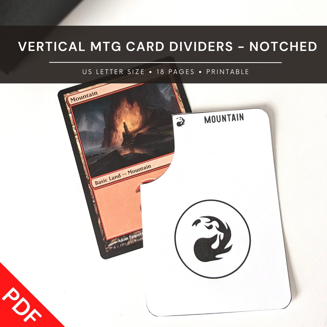 Notched MTG Card Divider Printable Vertical Card Divider US | Etsy