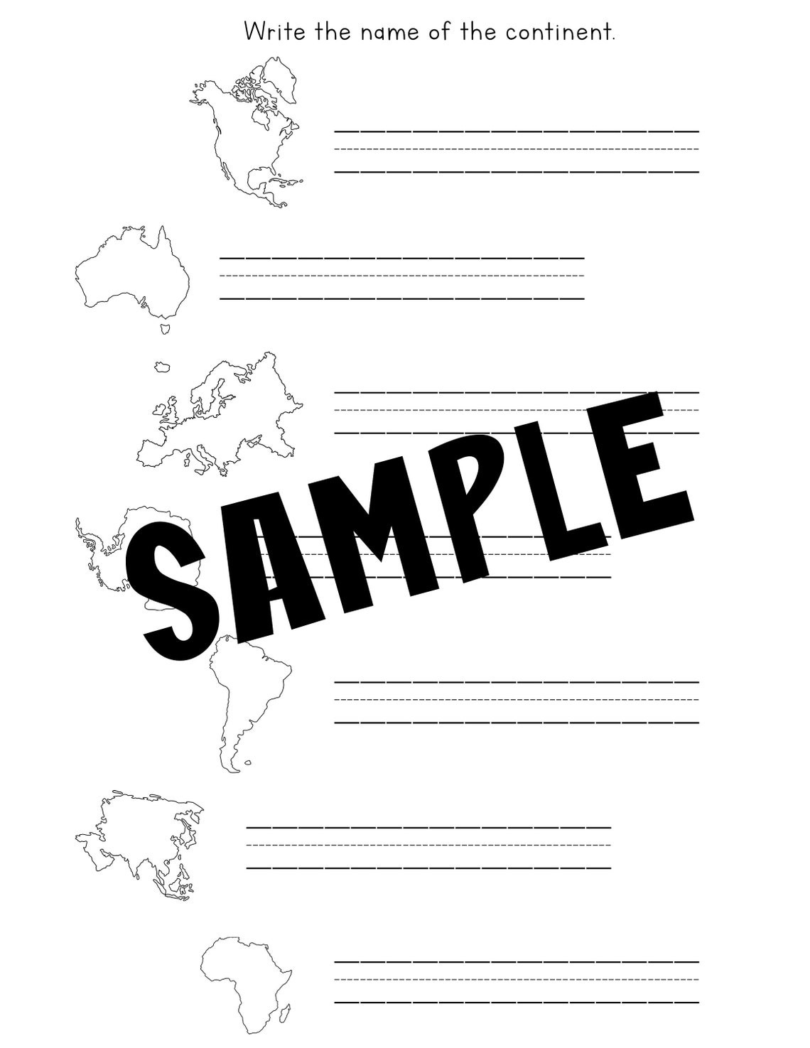 Continents BUNDLE, Facts and Coloring Pages, Worksheets, 3-part Cards ...