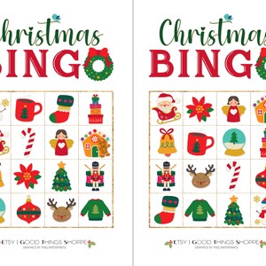 Printable Christmas Holiday Bingo Game Cards, Call Cards and ...