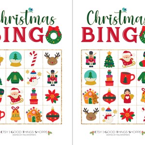 Printable Christmas Holiday Bingo Game Cards, Call Cards and ...