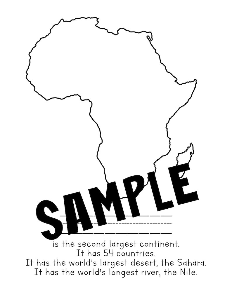 Continents BUNDLE, Facts and Coloring Pages, Worksheets, 3-part Cards ...