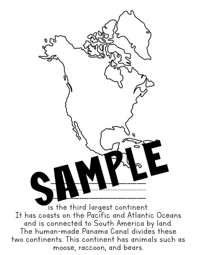 Continents BUNDLE, Facts and Coloring Pages, Worksheets, 3-part Cards ...