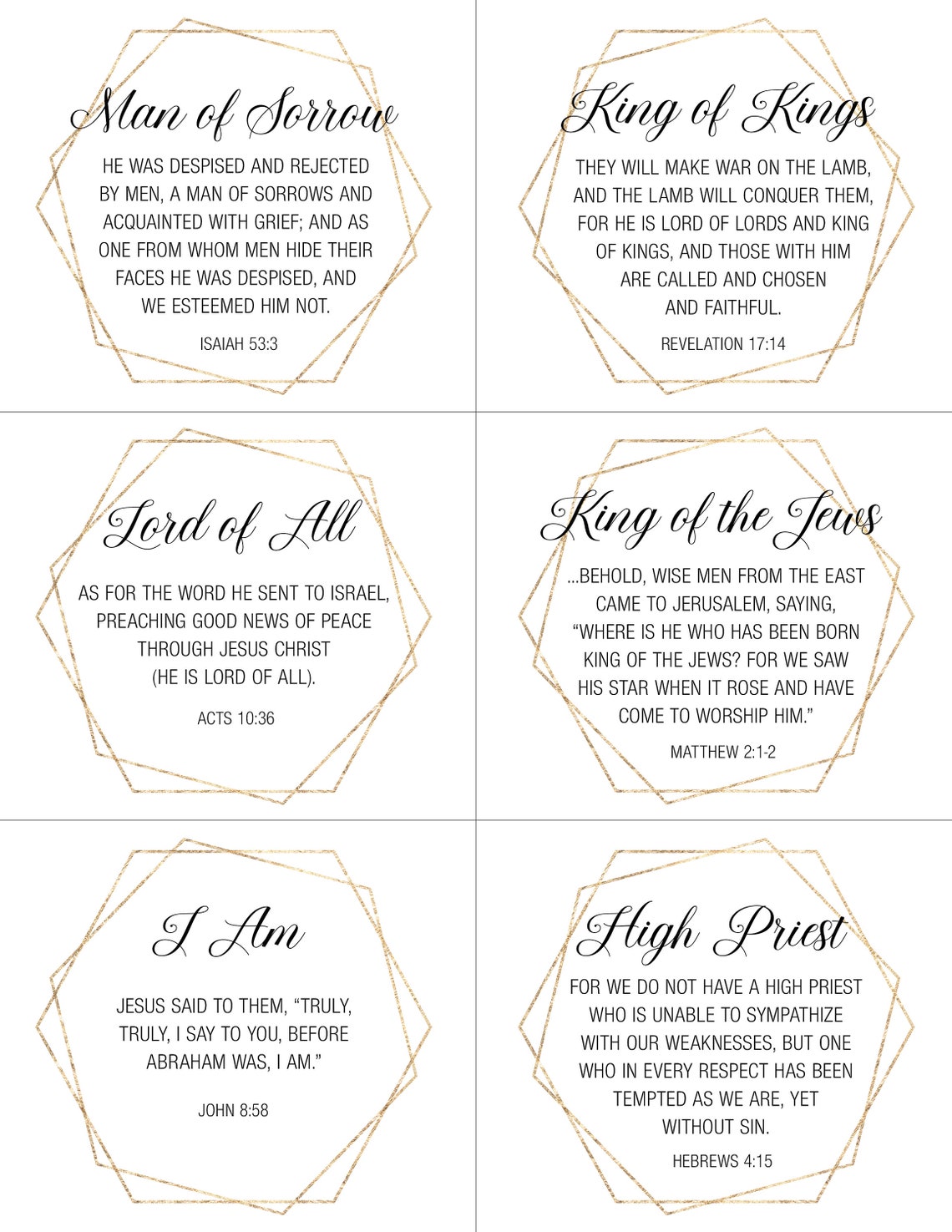 30 Names of Jesus | Modern & Minimalist Printable Scripture Cards ...