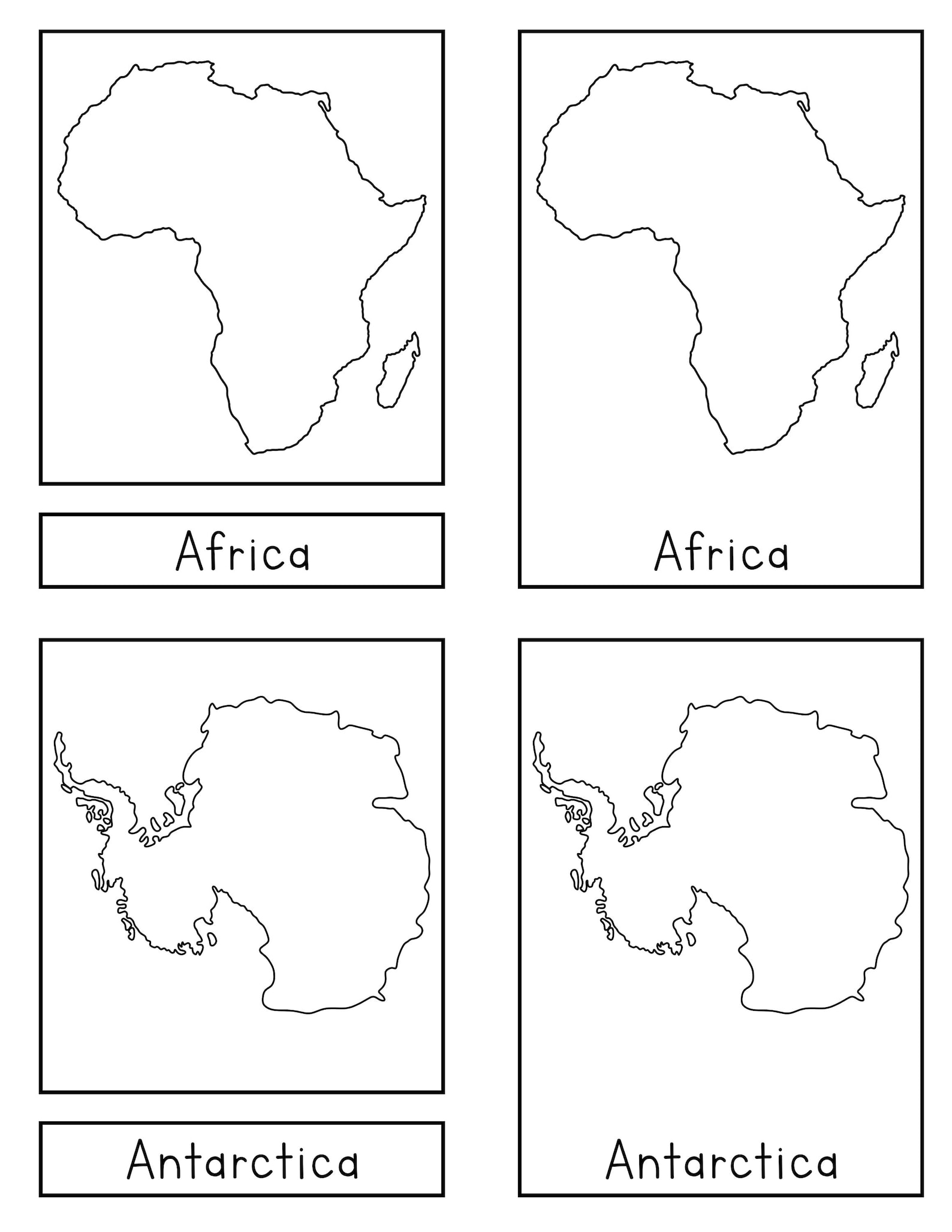 Continents BUNDLE, Facts and Coloring Pages, Worksheets, 3-part Cards ...