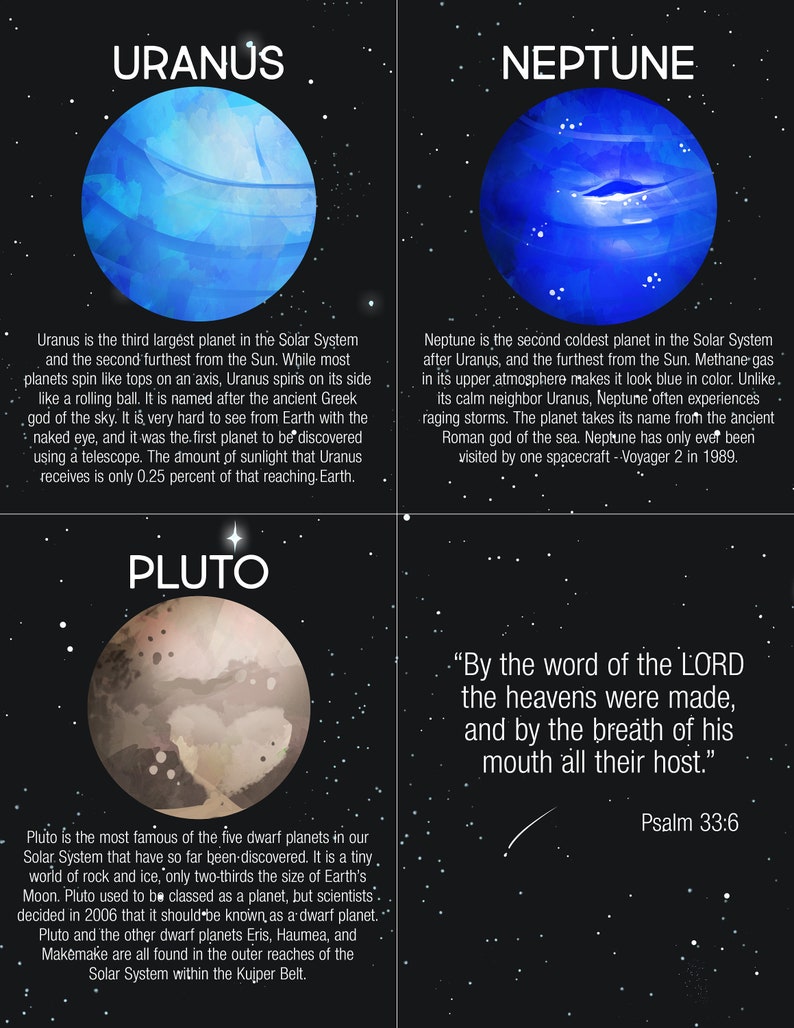 Solar System Flashcards With Bible Verse | Educational Cards, Printable ...
