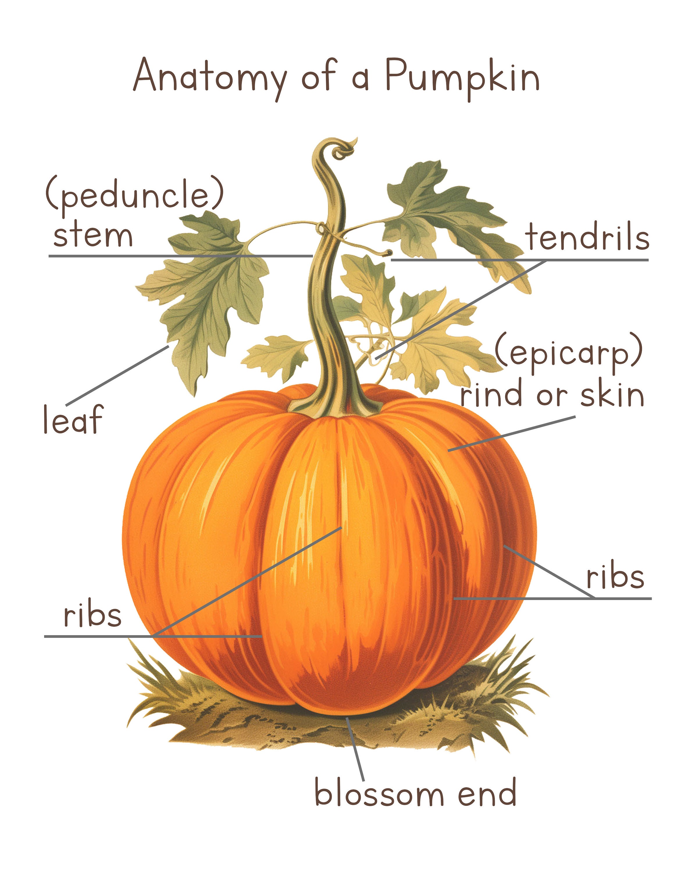 Pumpkin Anatomy, Parts of a Pumpkin Poster, Digital Print, INSTANT ...