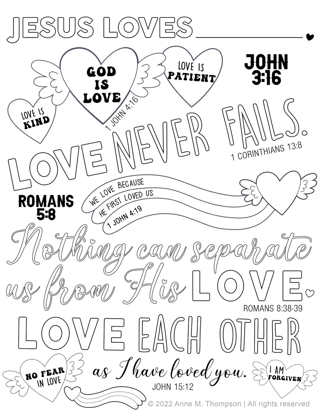 Valentine's Day Love Bible Verses Scripture Coloring - Etsy