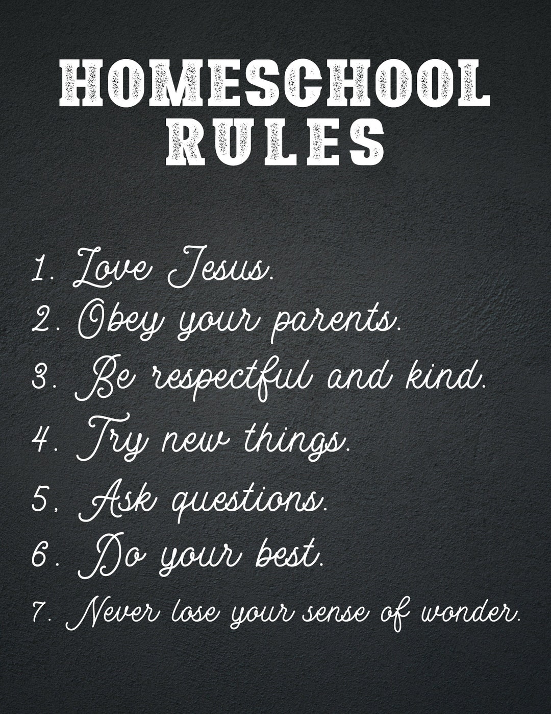 Homeschool Rules Printable Wall Art, Digital Print, INSTANT DOWNLOAD - Etsy