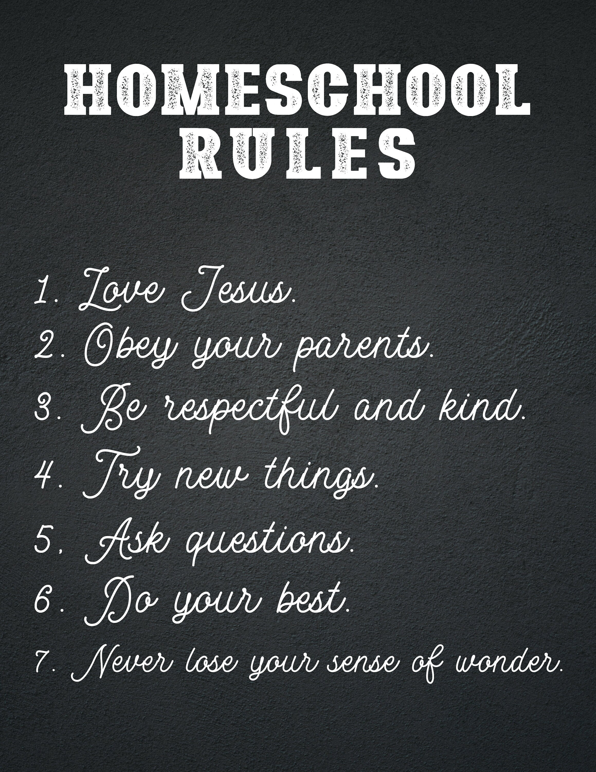 Homeschool Rules Printable Wall Art, Digital Print, INSTANT DOWNLOAD - Etsy
