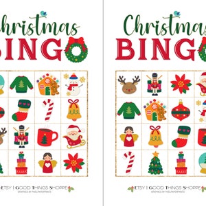 Printable Christmas Holiday Bingo Game Cards, Call Cards and ...