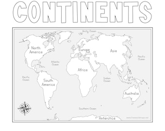 Continents Coloring - Etsy