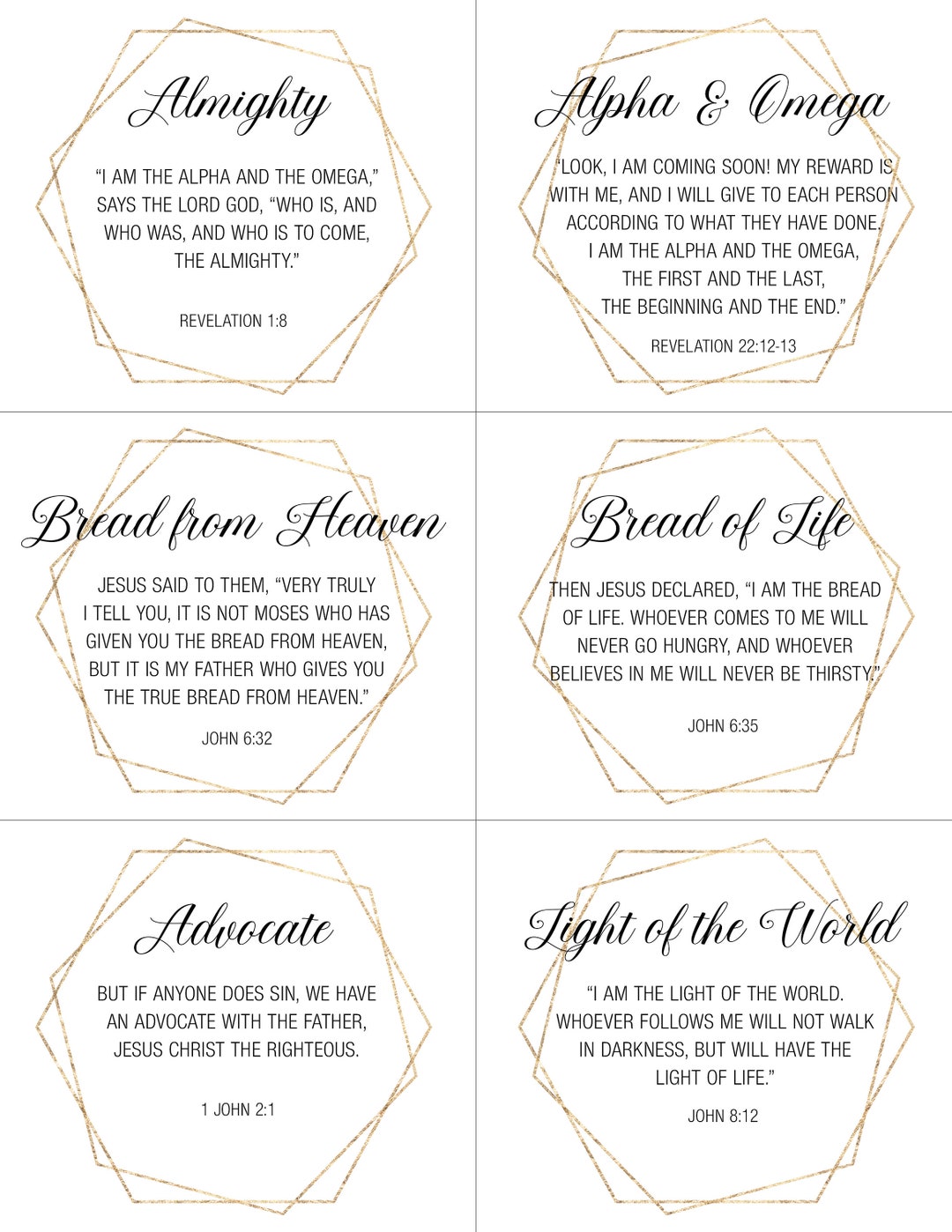 30 Names of Jesus | Modern & Minimalist Printable Scripture Cards ...