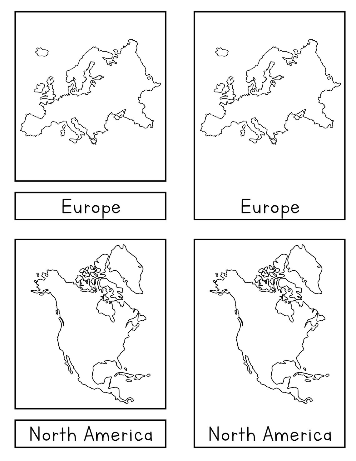 Continents BUNDLE, Facts and Coloring Pages, Worksheets, 3-part Cards ...