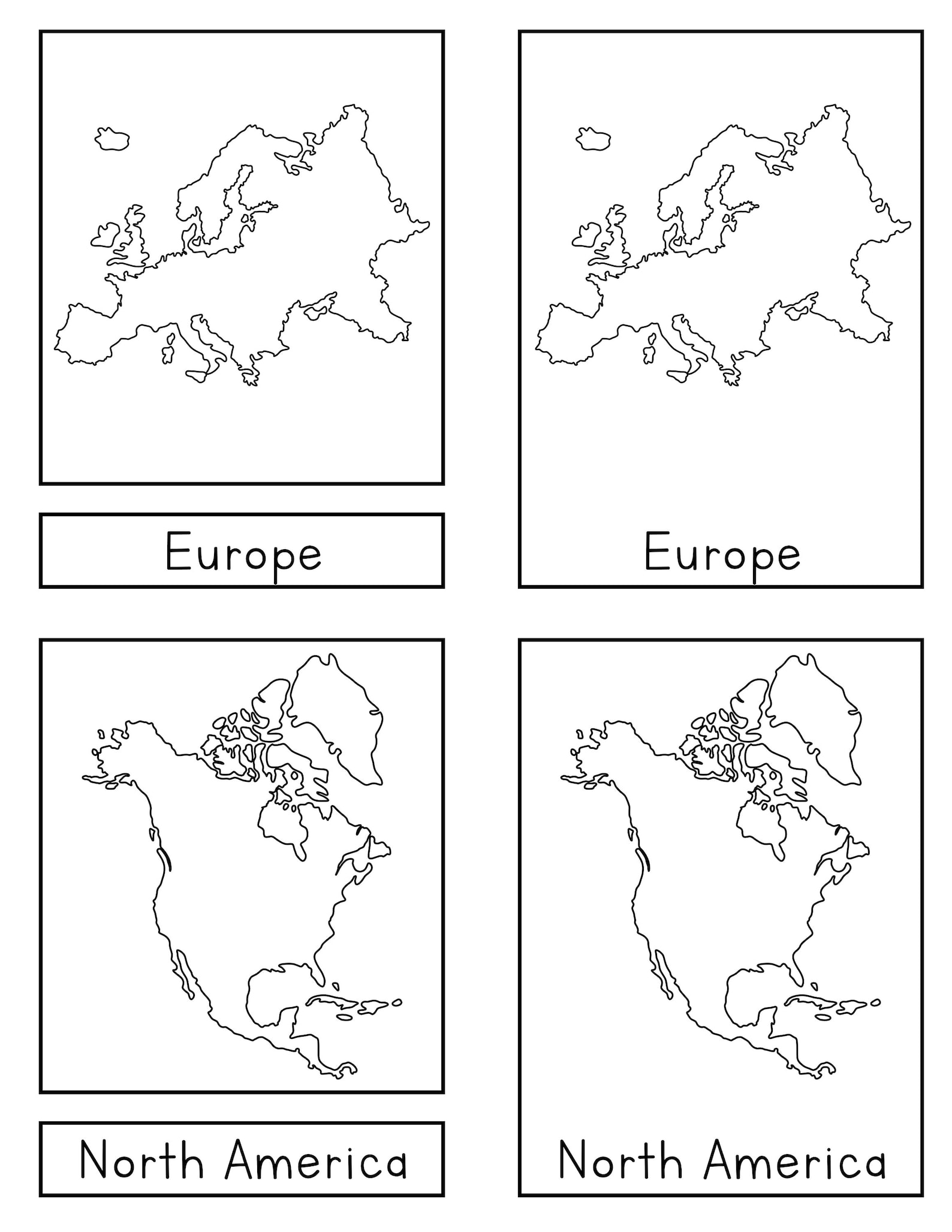 Continents BUNDLE, Facts and Coloring Pages, Worksheets, 3-part Cards ...