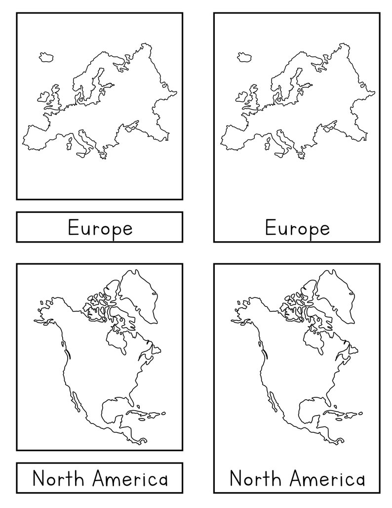 Continents BUNDLE, Facts and Coloring Pages, Worksheets, 3-part Cards ...