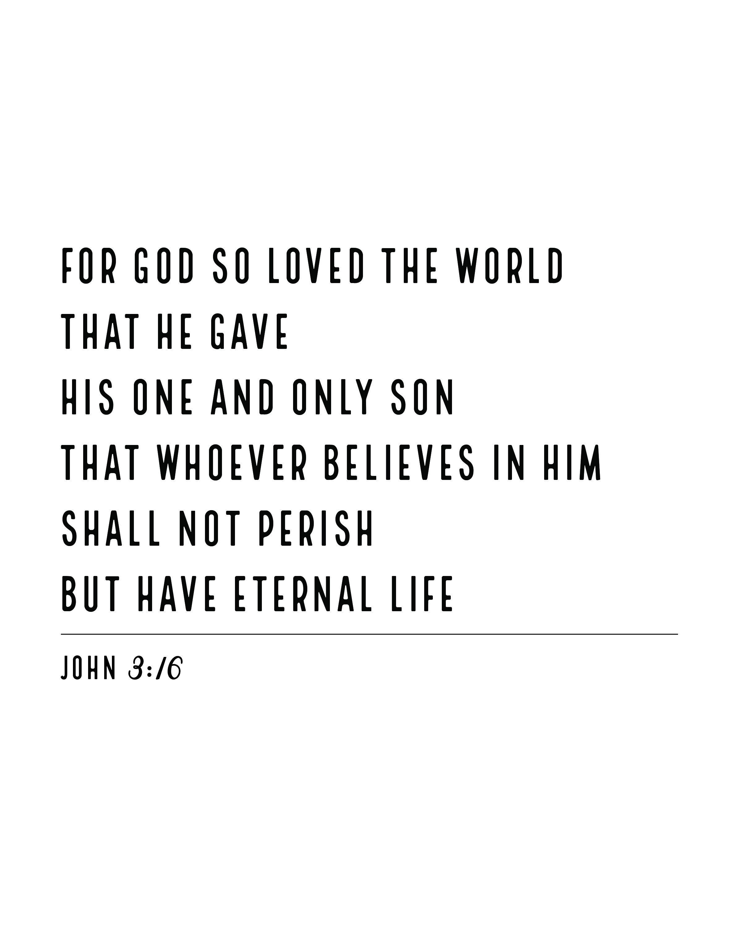 John 3:16 Printable Bible Verse Scripture Wall Art, Christmas Decor ...