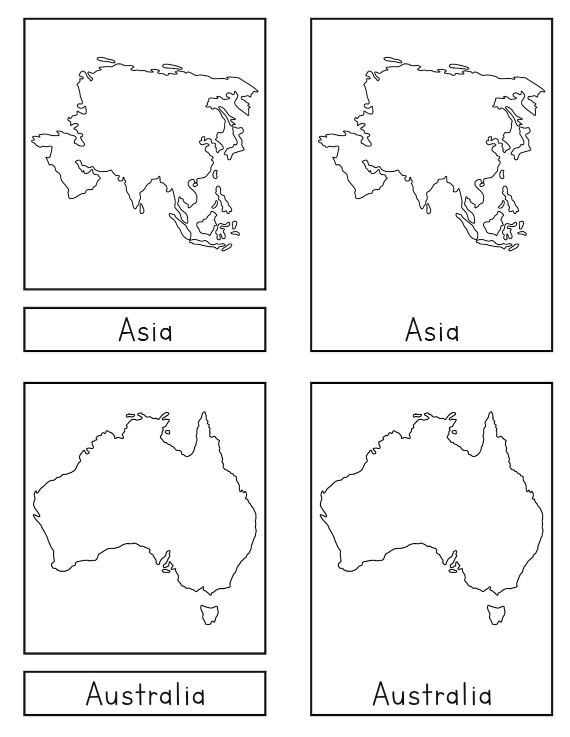 Continents BUNDLE, Facts and Coloring Pages, Worksheets, 3-part Cards ...