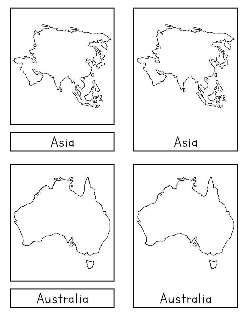 Continents BUNDLE, Facts and Coloring Pages, Worksheets, 3-part Cards ...