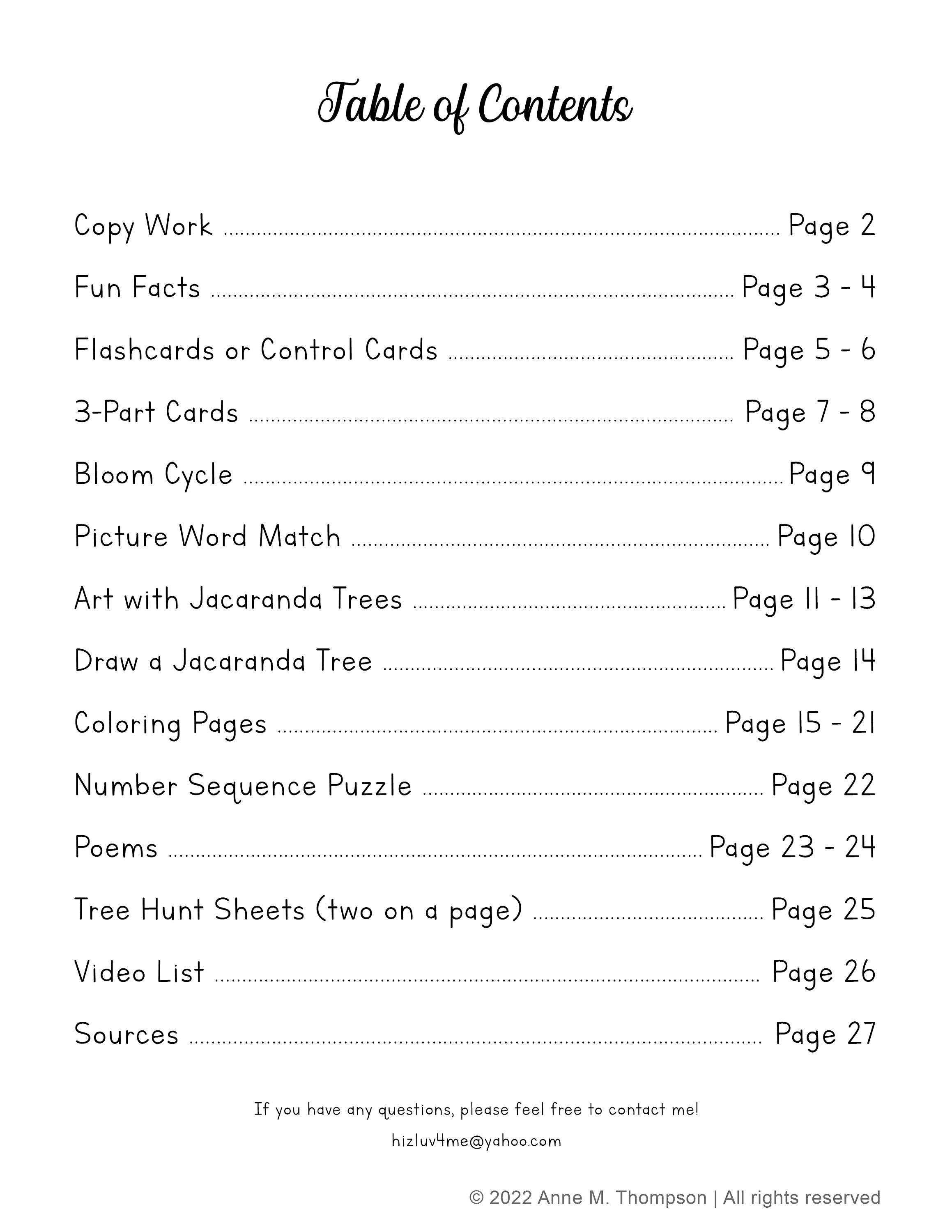 Jacaranda Tree Mini Unit Study Printable, Digital Download - Etsy