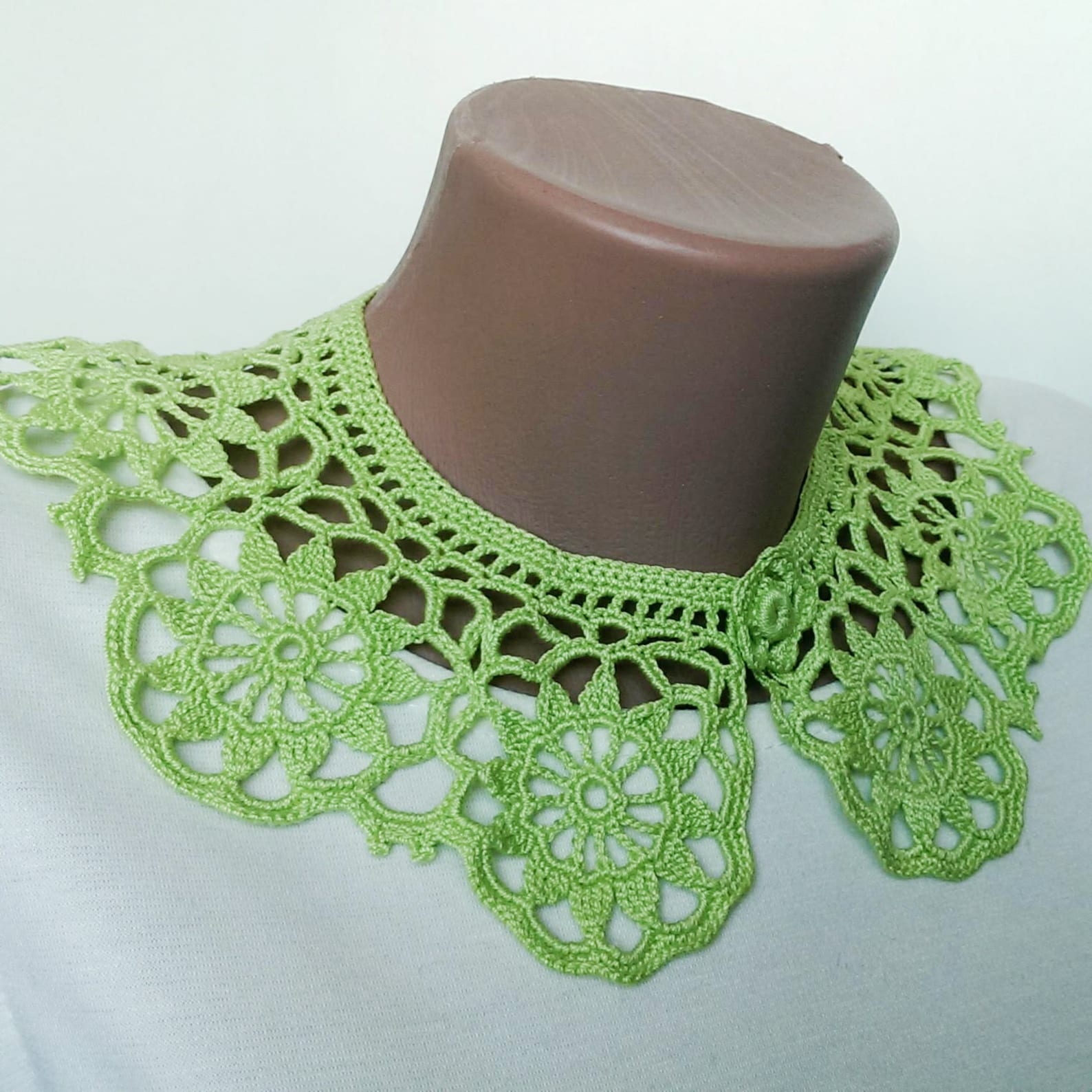 Green Collar Necklace Crochet Collar Necklace Romantic Lace - Etsy