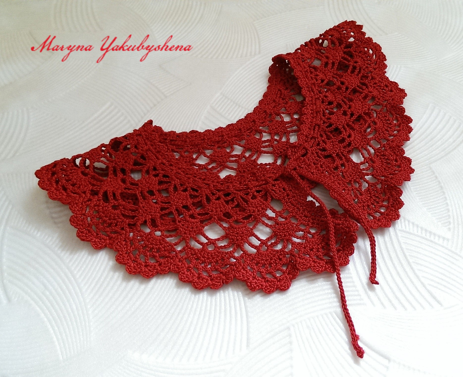Red Collar Crocheted Lace Collar Necklace Necklace Crocheted - Etsy