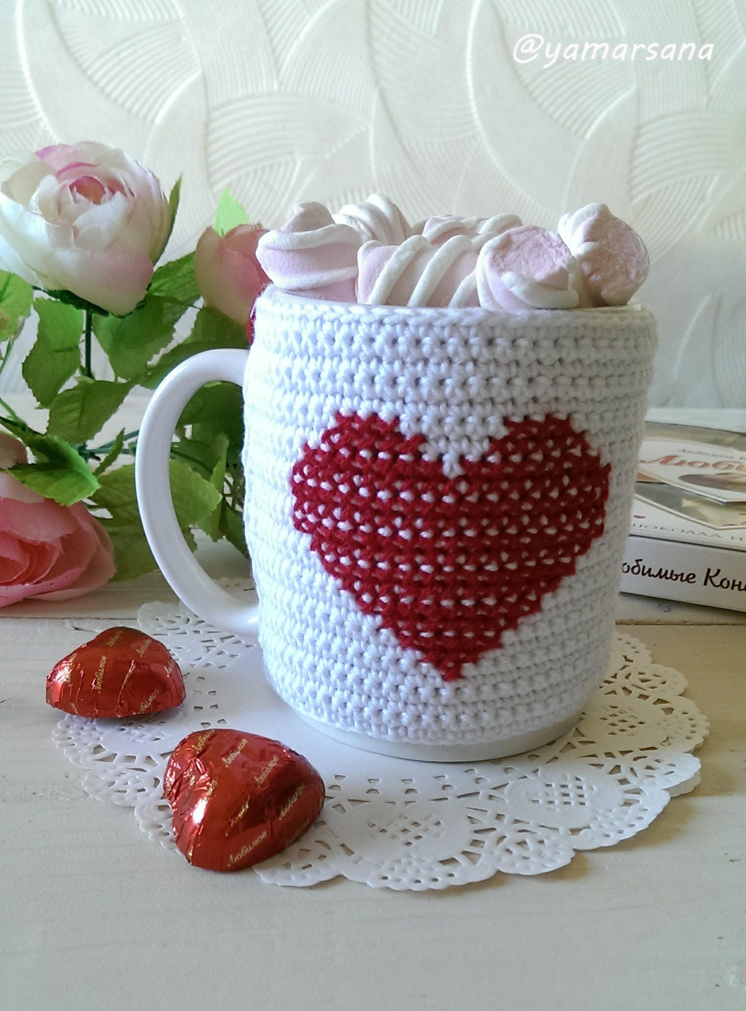Valentines Gift Sweater Mug Heart Cup Cozy Valentine Day Decor Knitting ...