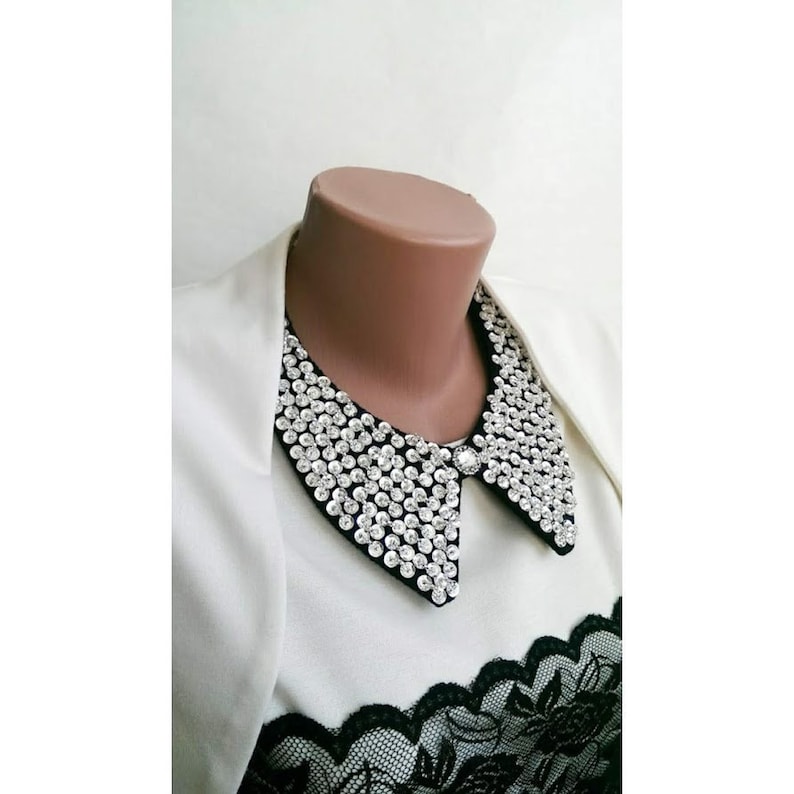 Black Felt Detachable Collars Beaded Necklace Removable Collar - Etsy