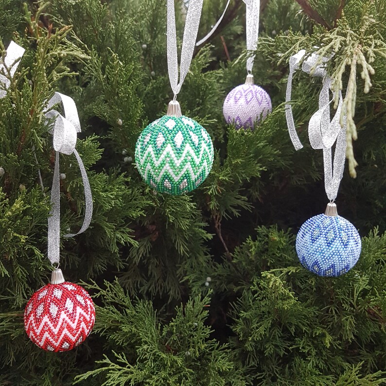 Set of 4 Christmas Tree Ball in Gift Box Beads Ornament Ball Diameter 5 ...