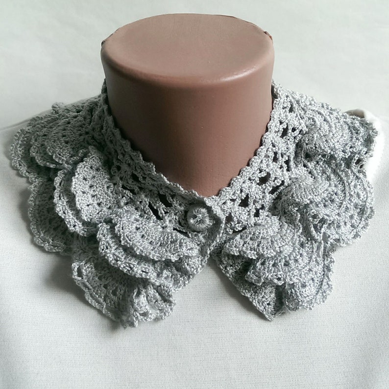 Grey Crochet Collar Necklace Women Lace Cotton Collar Collar - Etsy UK