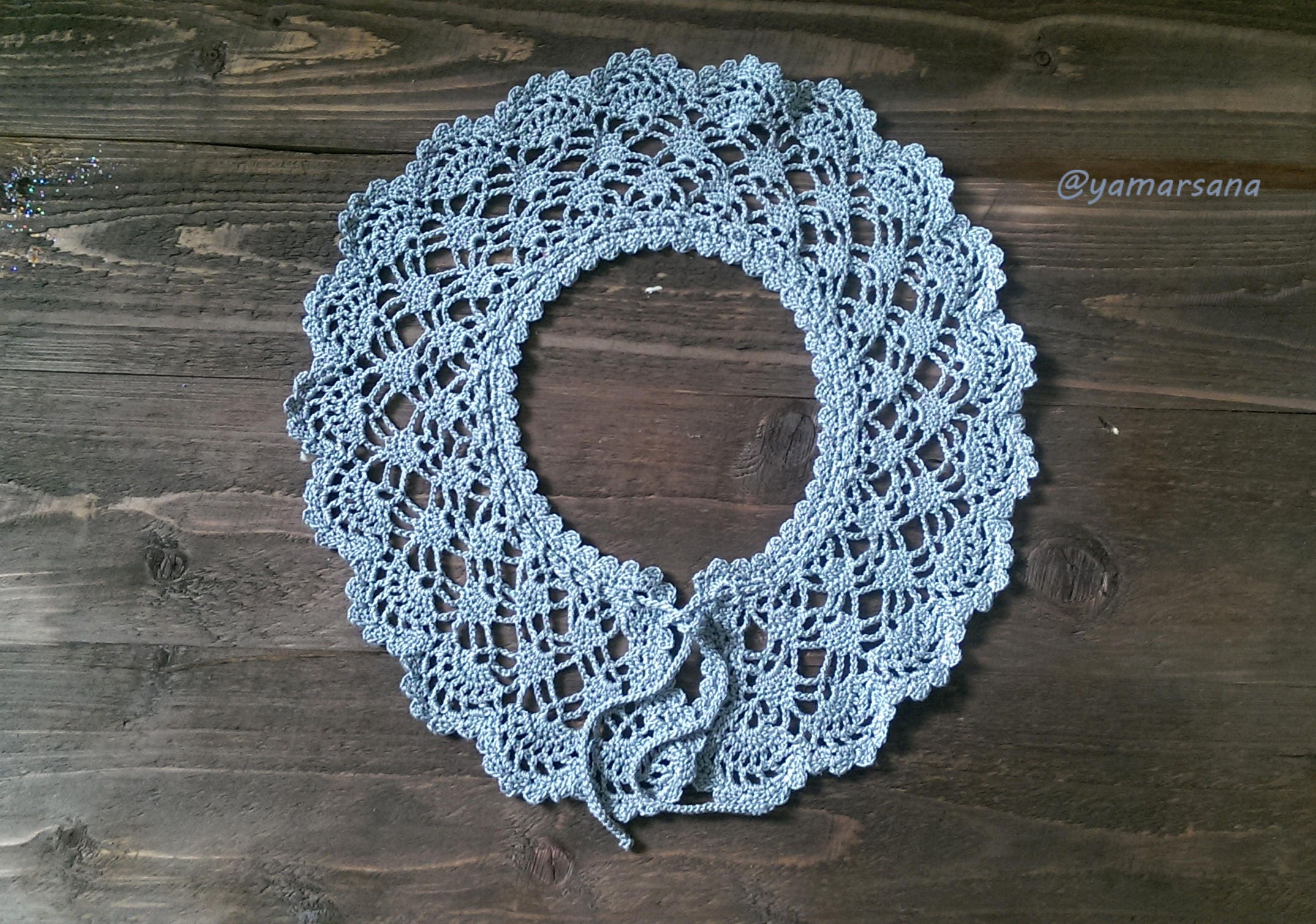 Gray crocheted lace collar necklace Necklace crocheted Lace | Etsy