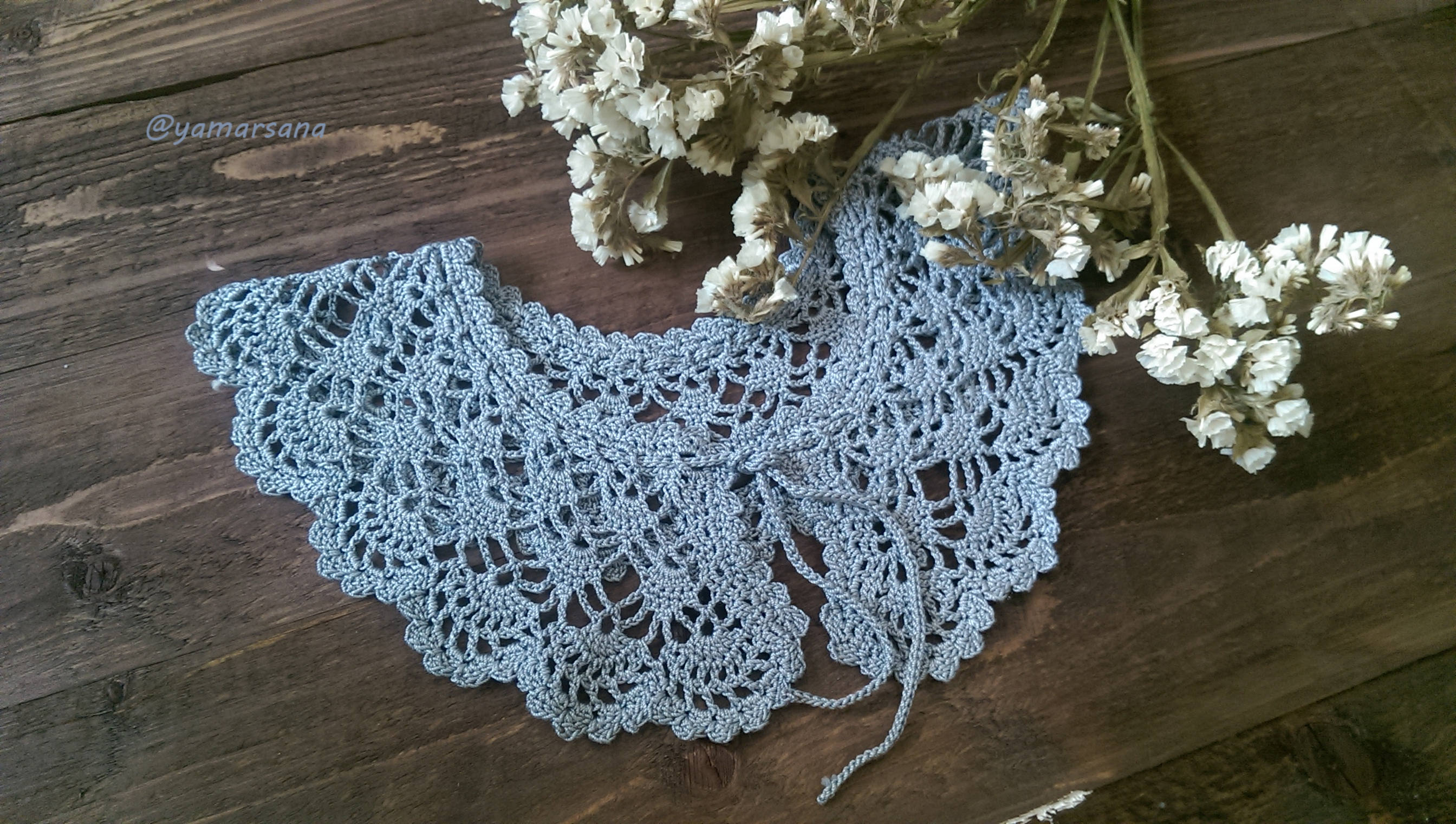 Gray Crocheted Lace Collar Necklace Necklace Crocheted Lace Collar ...
